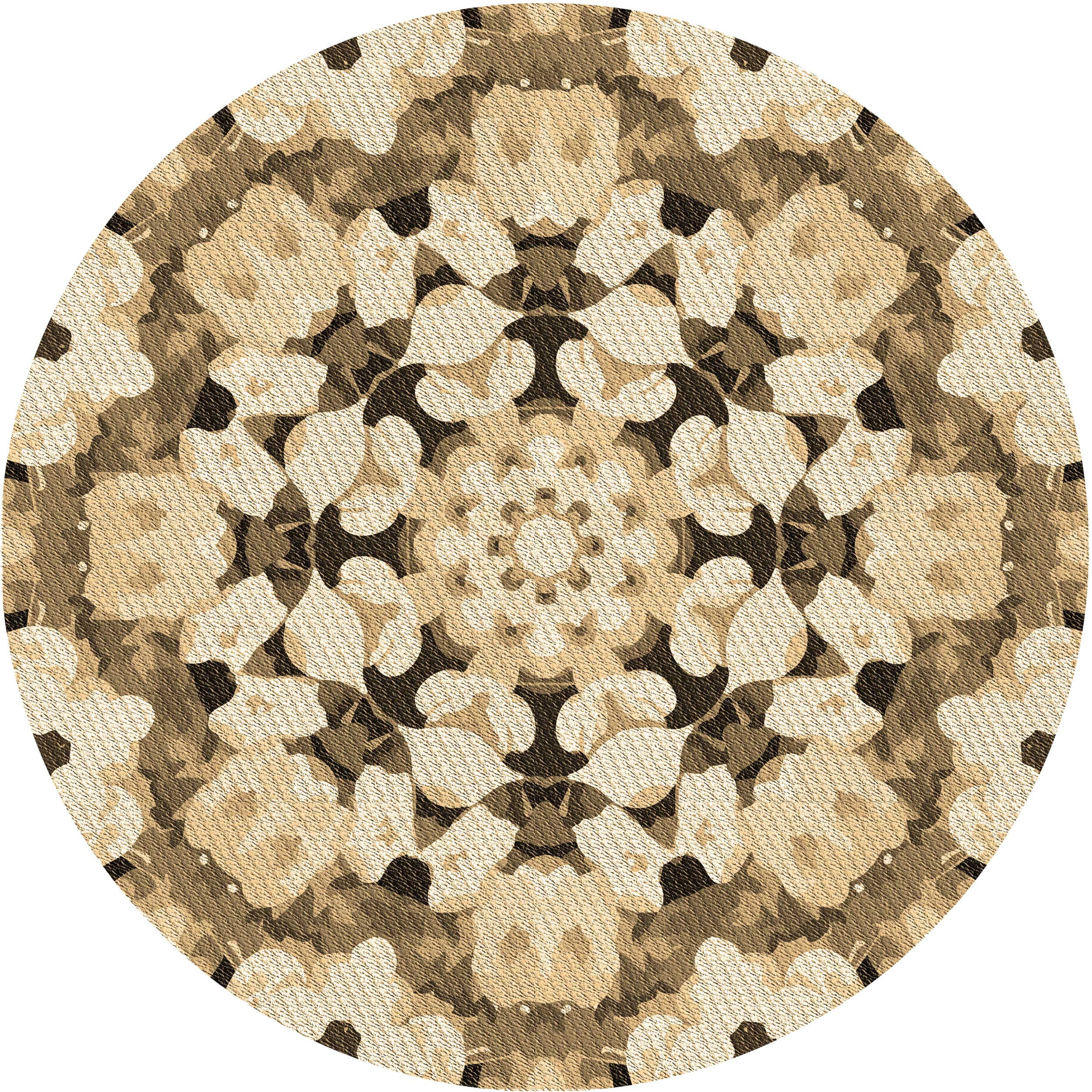 Ahgly Company Indoor Round Patterned Khaki Gold Area Rugs, 3' Round ...