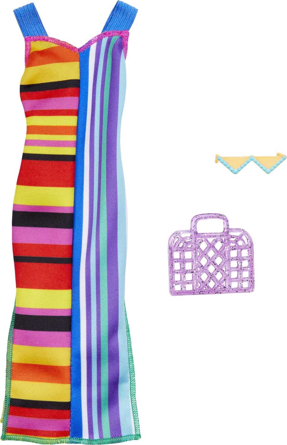 Barbie Fashion Pack of Doll Clothes, Complete Look Set with Striped ...