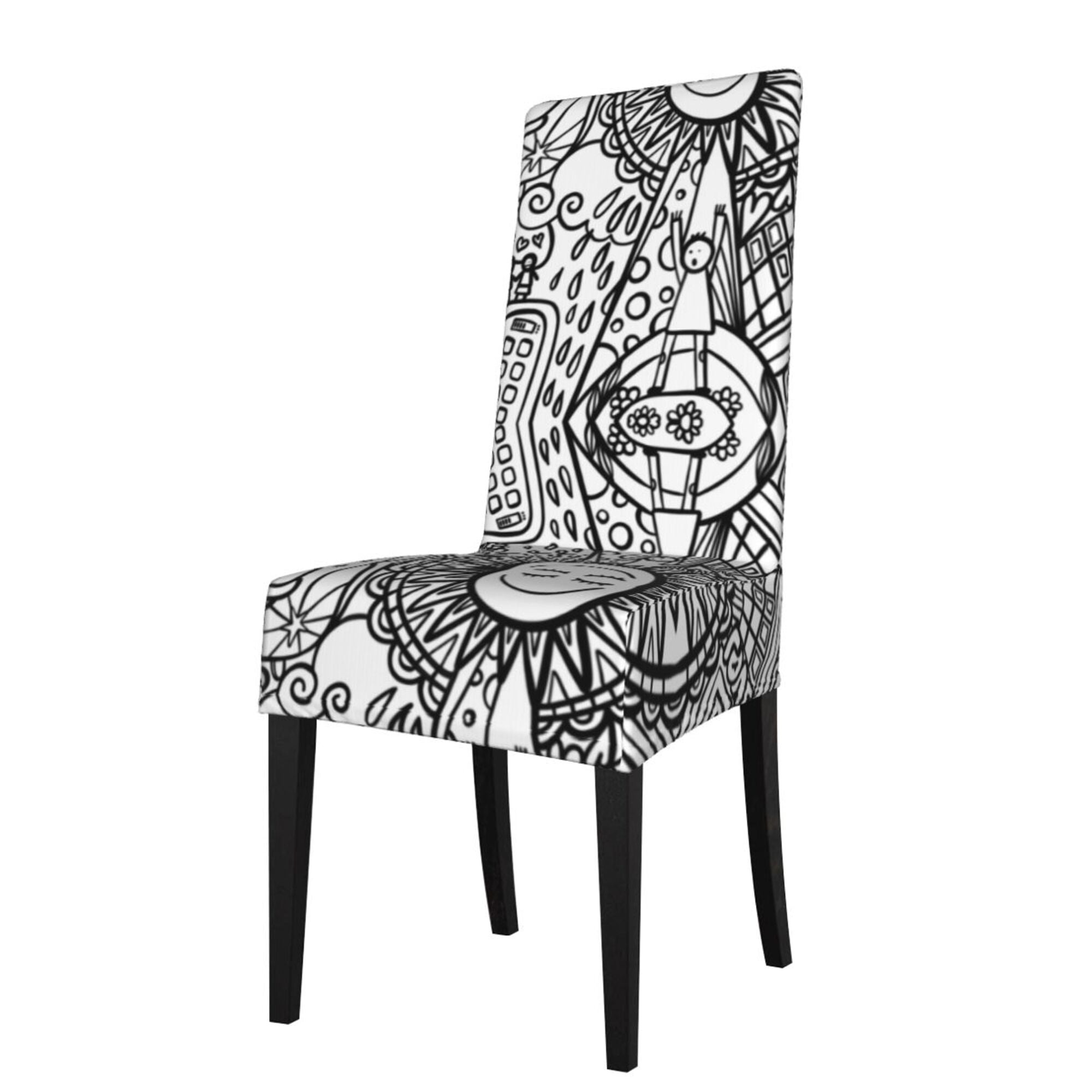 Comic Urban Modern Ink Sketch Dining Chair Slipcovers Chair Protectors ...