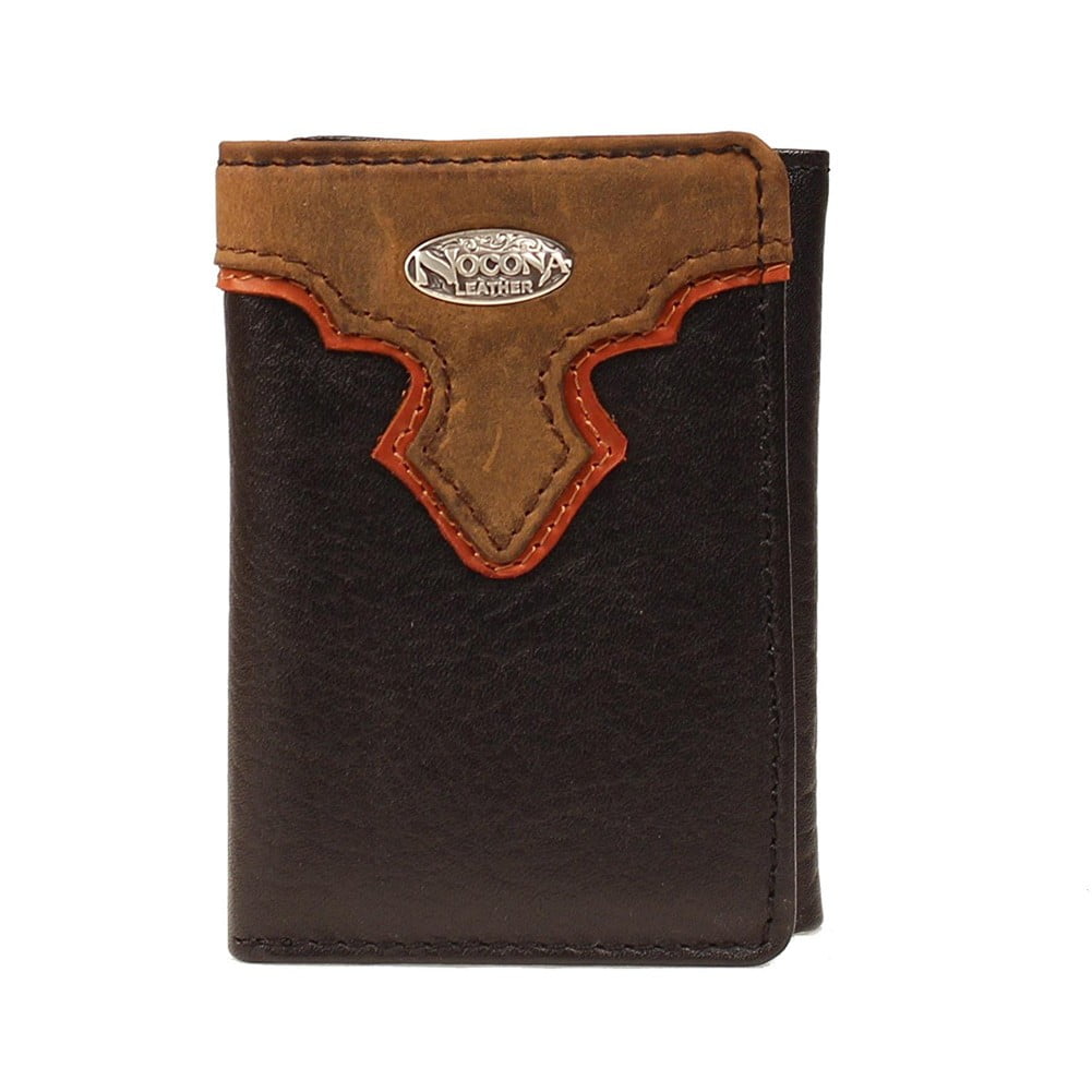 Nocona Men's Trifold Contrasting Leather Overlay Wallet Black OS ...
