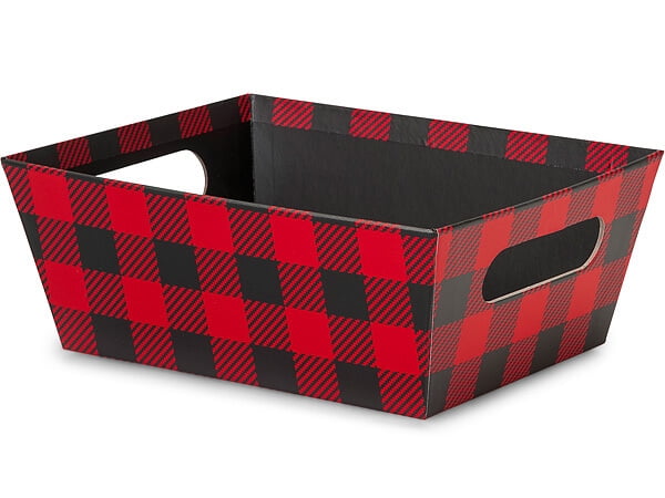 Pack of 6, Buffalo Plaid Large Wide Base Market Trays 7.25" x 9.25" x 3 ...
