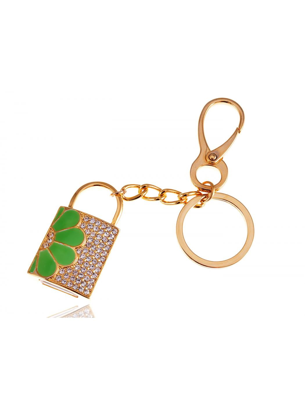 Green Bolt Lock Daisy Ice Crystal Rhinestone Keychain Memory Stick USB ...