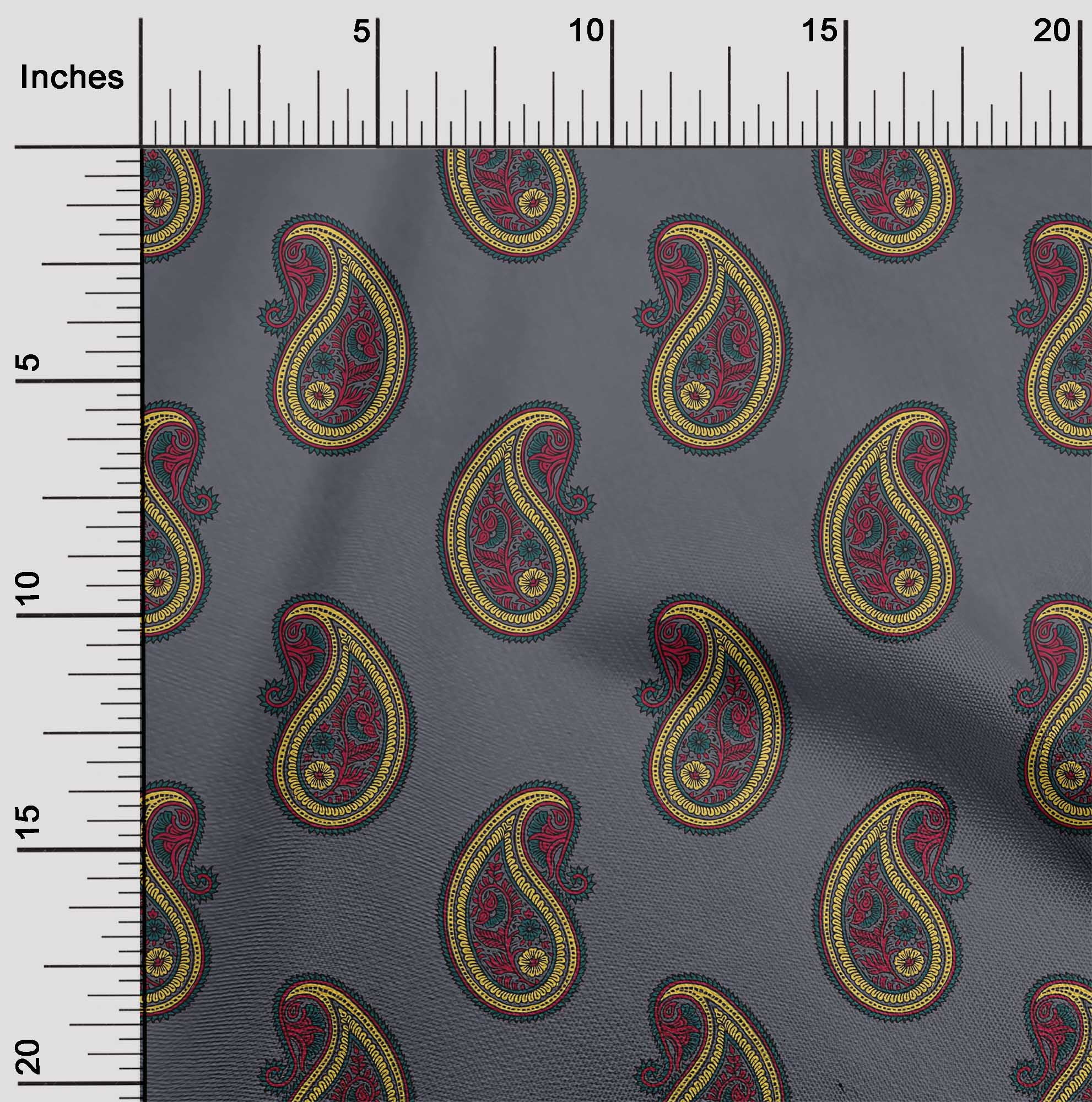 oneOone Cotton Poplin Fabric Paisley Block Printed Fabric 1 Yard 42 ...