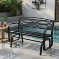 Hommoo 2-Person Outdoor Glider Bench, Heavy-Duty Metal Patio Swing ...