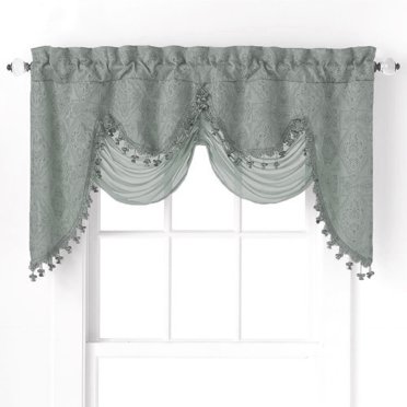 Stacey Ruffled Window Swag Set with Rod Pocket Top - Classic Home Decor ...
