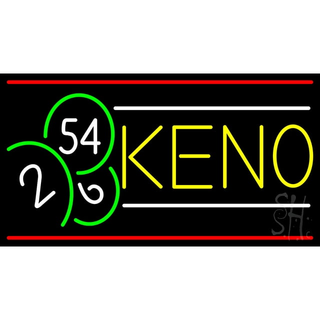 Keno With Ball 2 LED Neon Sign 13 x 24 - inches, Black Square Cut ...