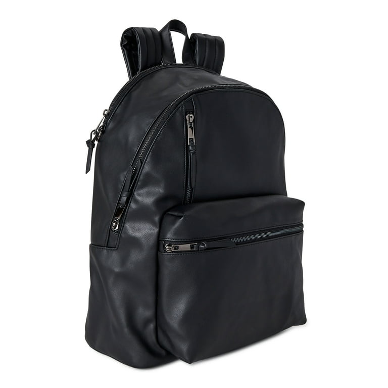 No Boundaries Women's Dome Zip Backpack, Black Faux Leather No Boundaries Women's Dome Zip Backpack, Black Faux Leather
