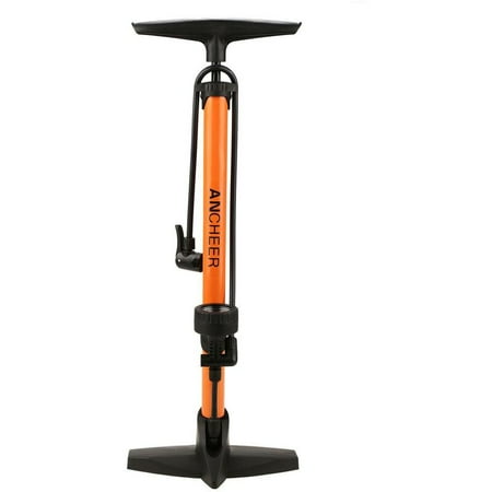 HIGH PRESSURE PORTABLE BIKE FOOT PUMP WITH ORANGE BAROMETER - Orange ...