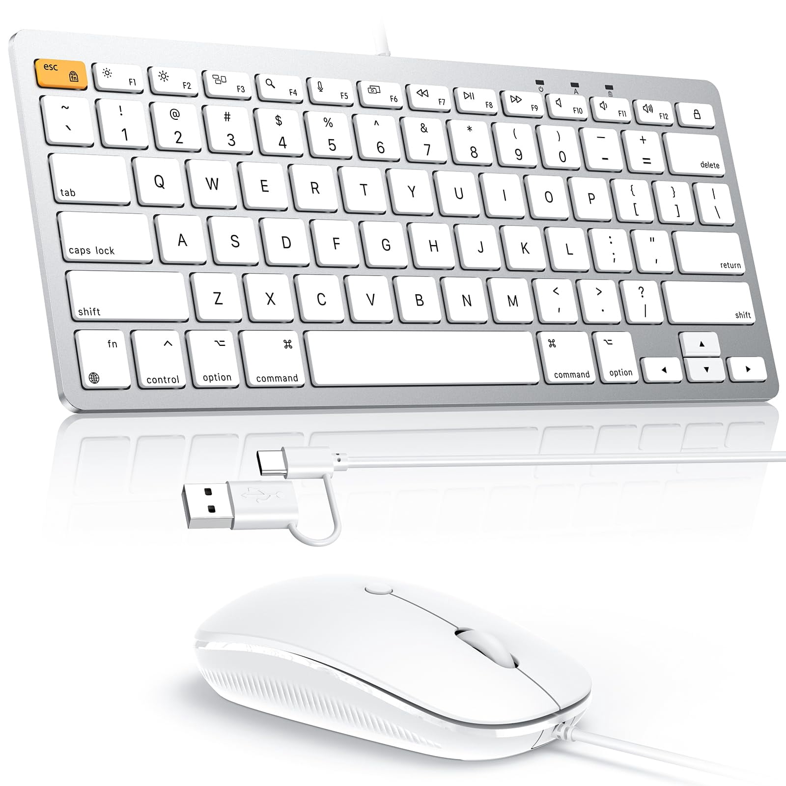 OMOTON Wired Keyboard and Mouse Compatible with Mac, Keyboard with Dual ...