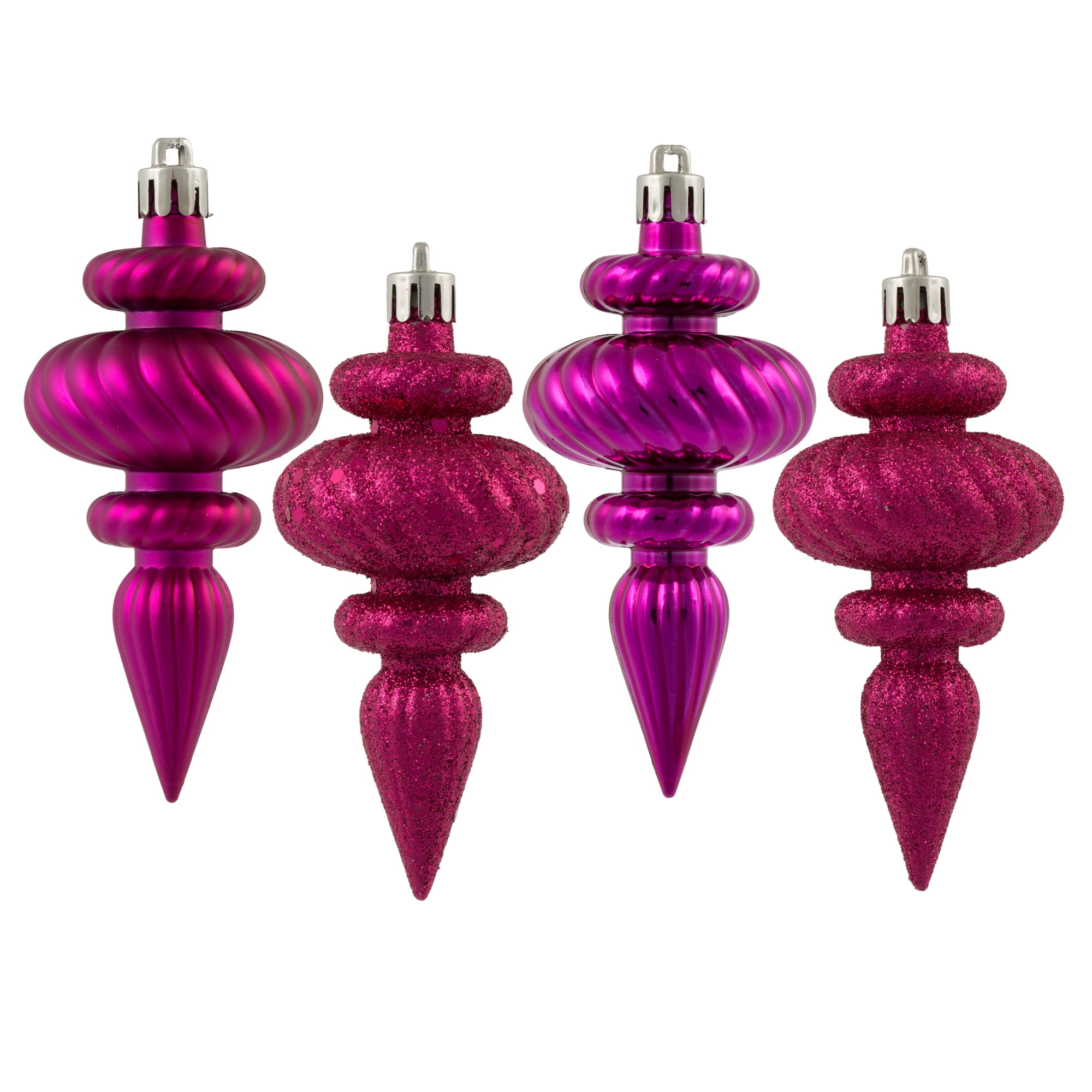 Vickerman 4" Fuchsia 4-Finish Finial Ornament, 8 per Box - Walmart.com