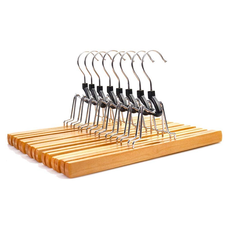 8 Piece Wooden Series Slack Hangers Non- Wood Pants Hangers with ...