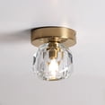 5 in. 1-Light Brass Mini Flush Mount Ceiling Light with Ball Crystal ...