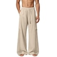 Admvng Mens Ice Silk Pants Drawstring Waist Casual Breathable Big ...