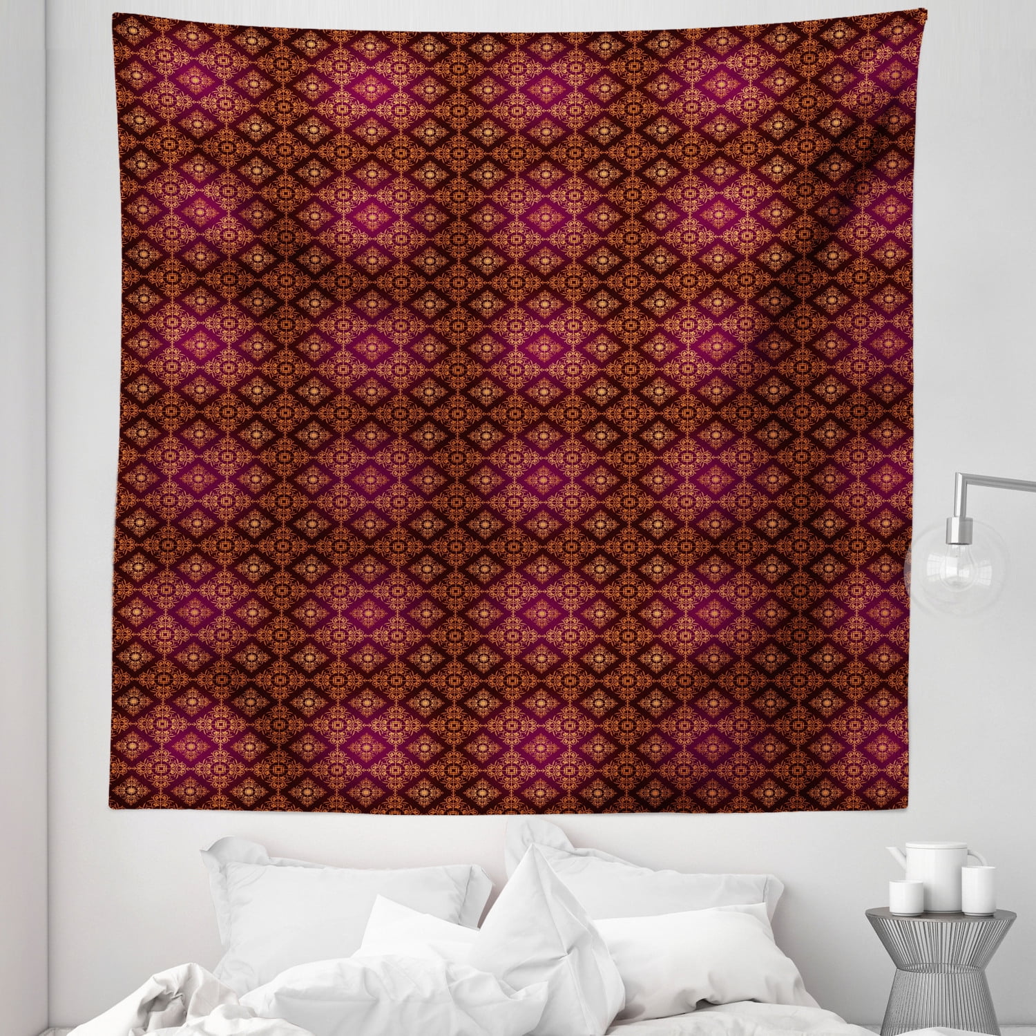 Damask Tapestry, Abstract Floral Pattern with Medieval Design ...