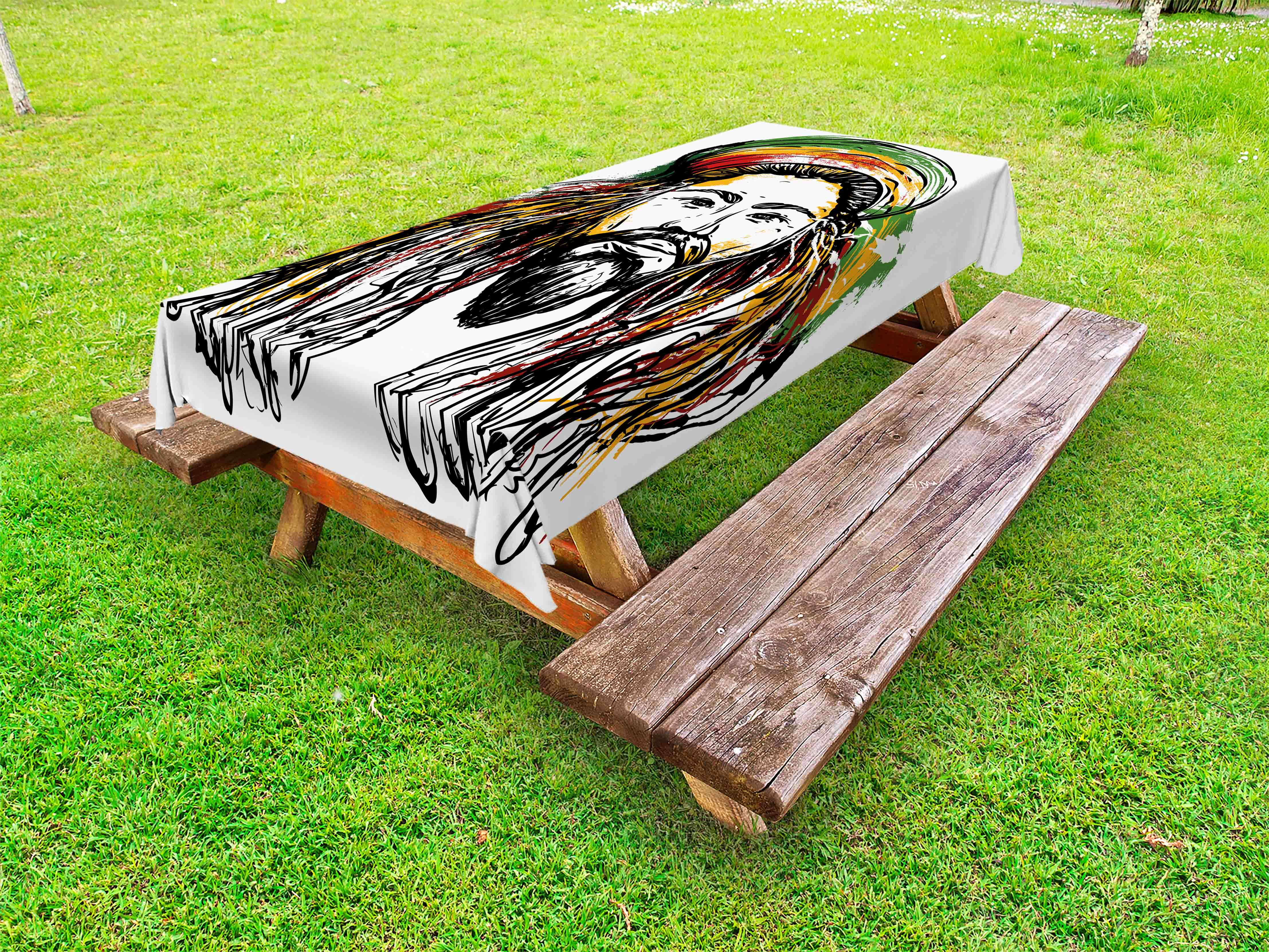 Rasta Outdoor Tablecloth, Rasta Man Jamaican Island Theme Reggae Folk ...