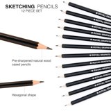 Royal Brush Essentials Sketching Pencil Set, 12 Lead Grades 5H to 6B ...