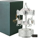 Matashi Silver Plated Music Box with Crystal Studded Silver Carousel ...