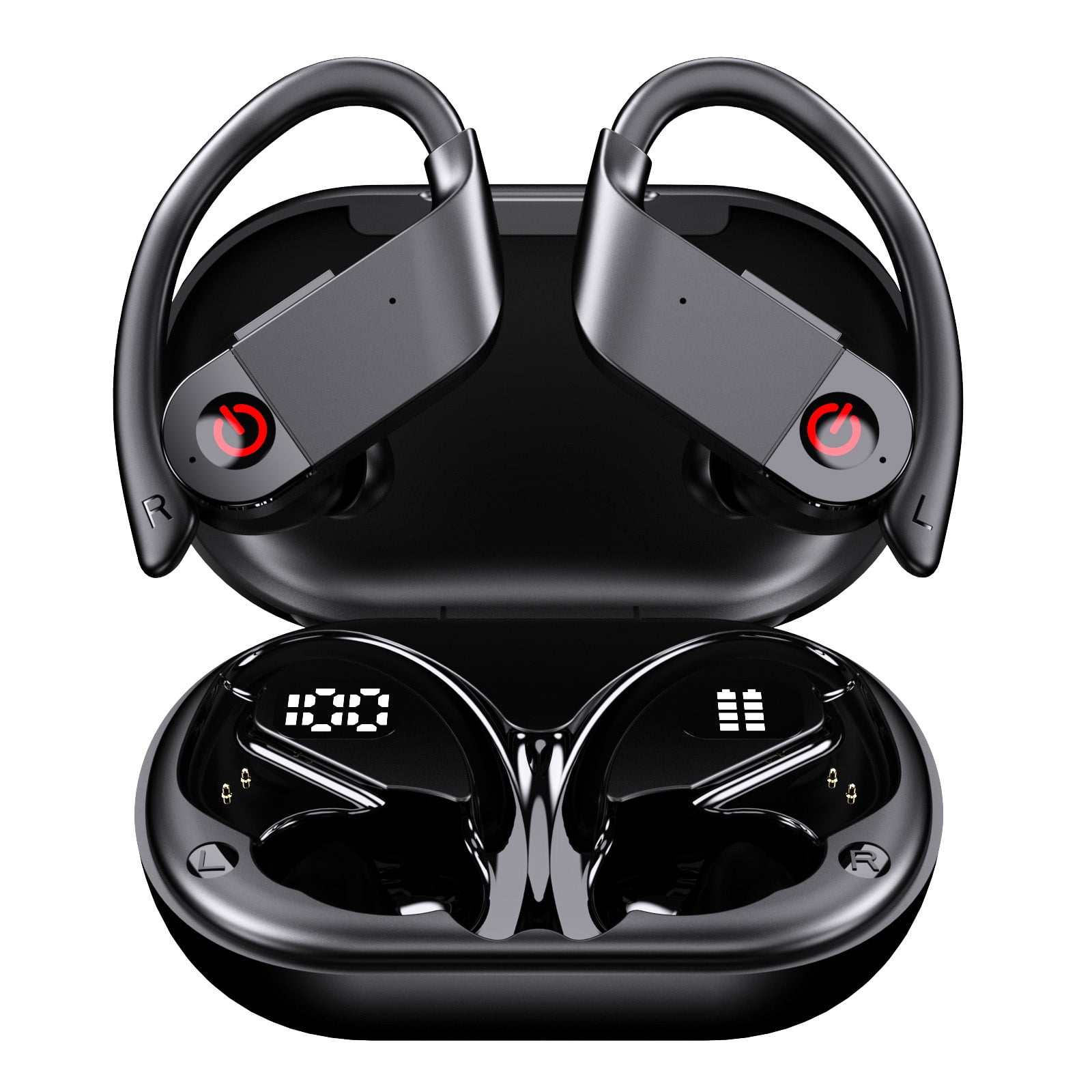 Wireless Earbuds with Dual Digital LED Charging Case, Over-Ear ...