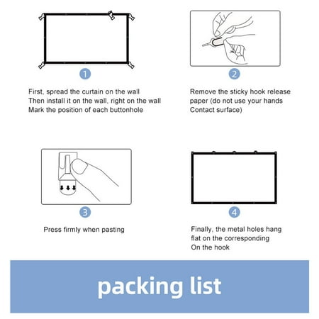 16:9 Foldable Projection Screen Portable Projector Cloth Projector Anti ...