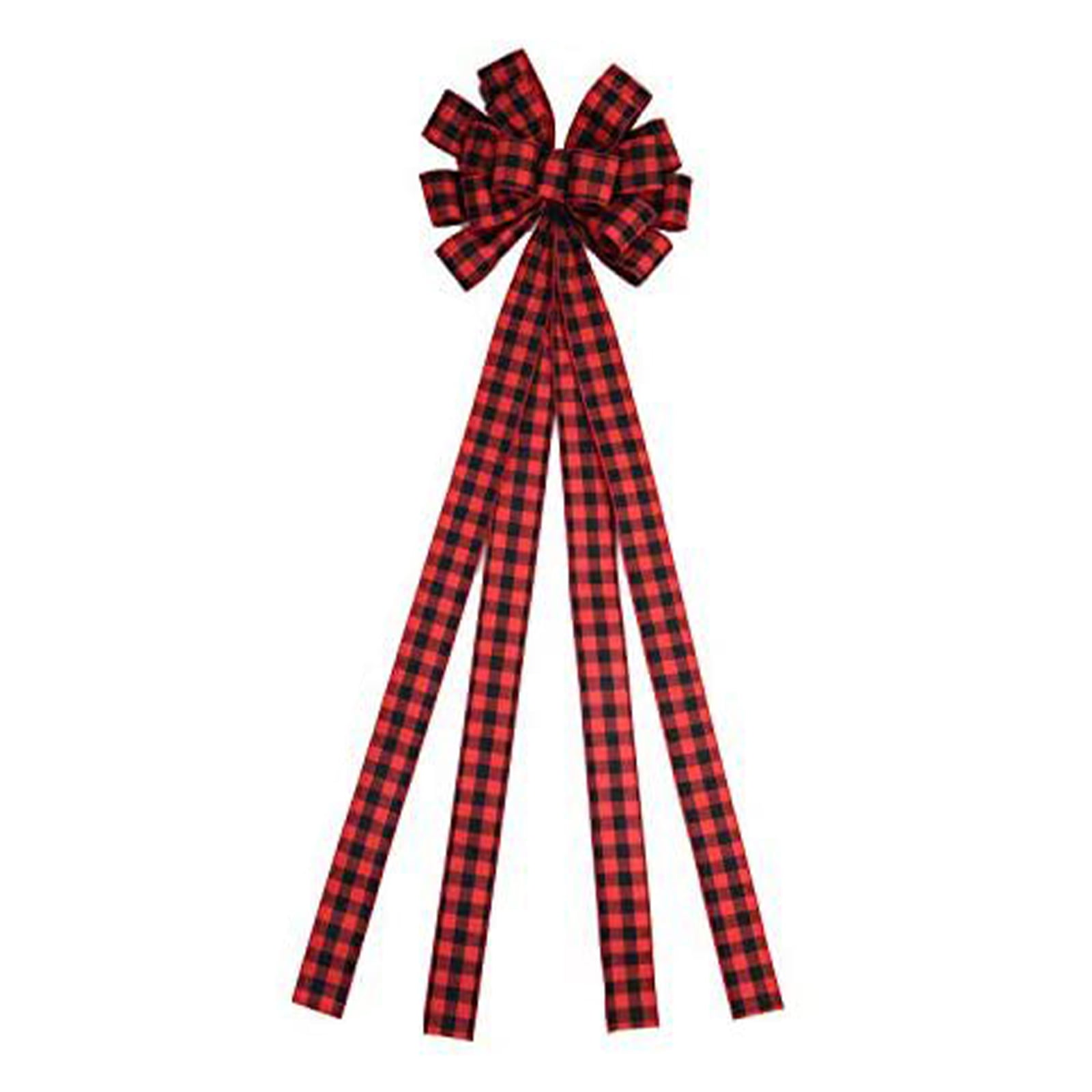 Hapeisy Christmas Checked Tree Topper Large Toppers Bow Red And Black