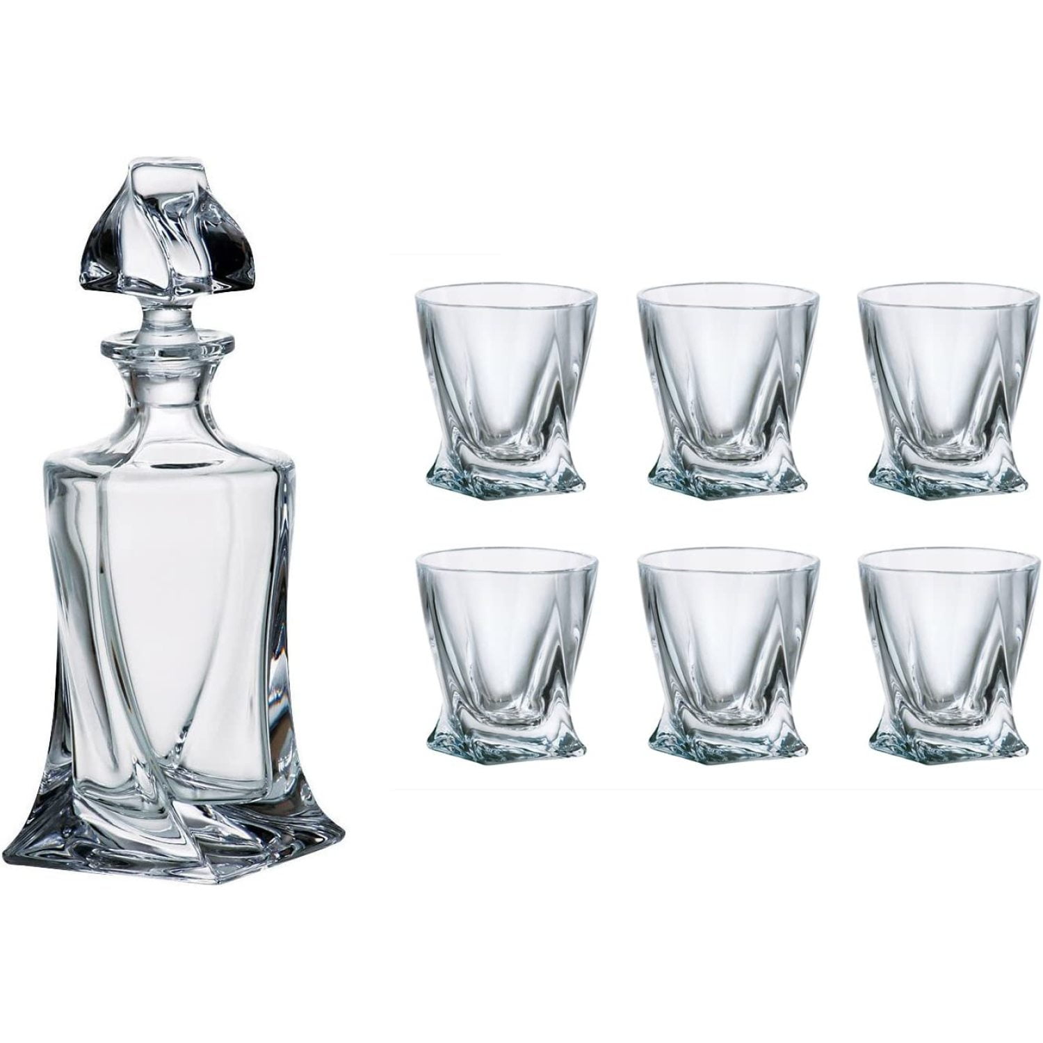 HTYSUPPLY Bohemia Quadro Liquor/Vodka Set, 1 Bohemian Crystal Glass 17 ...