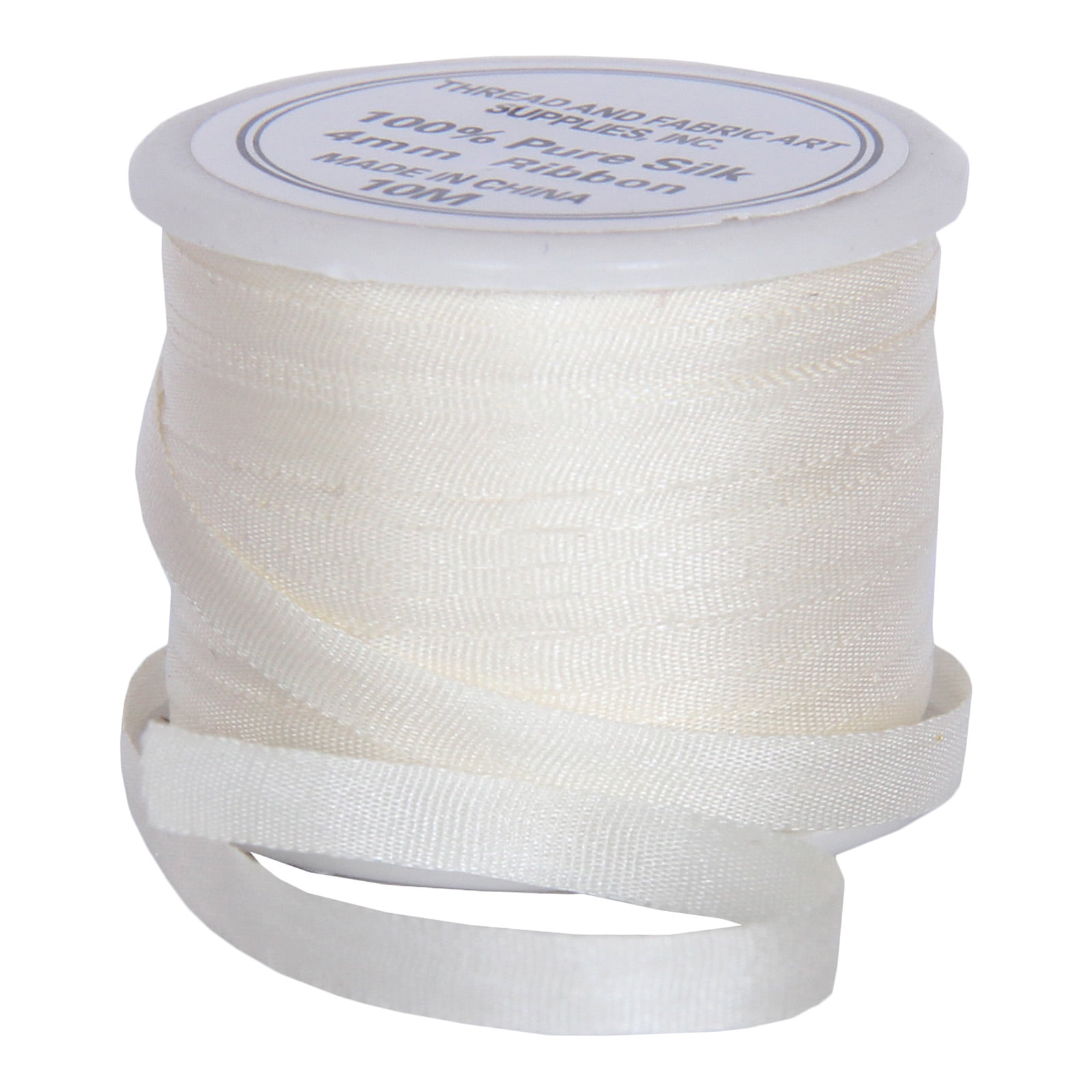 100% Pure Silk Ribbon by Threadart - 4mm Cream - No. 501 - 3 Sizes - 50 ...