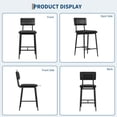 Set of 2 Counter-Height Bar Stools – Black Textured PU Leather, Thick ...