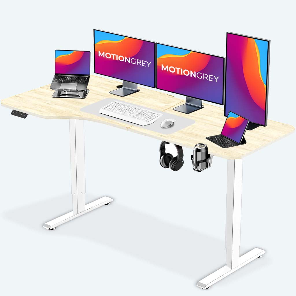 MotionGrey - Ergo2 Adjustable Left L-Shaped Electric Standing Desk with ...