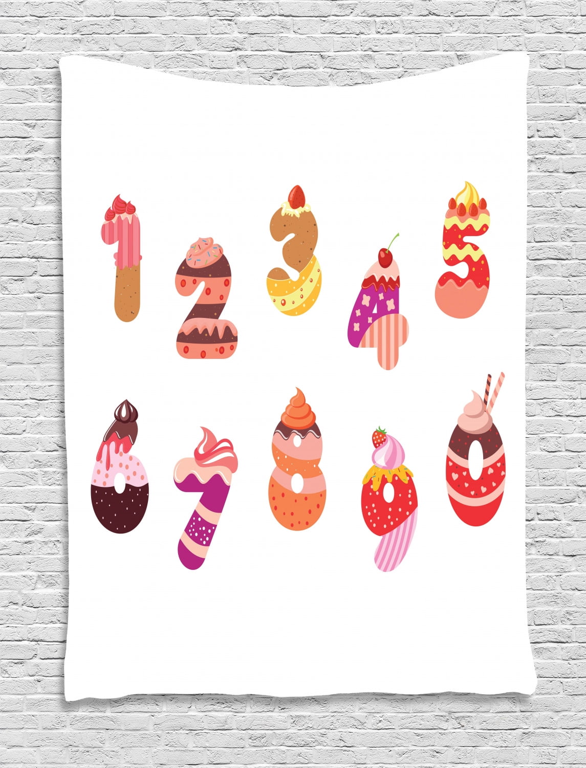 Number Tapestry, Cupcake Cookies Candies Shaped Numbers Sweet Years ...