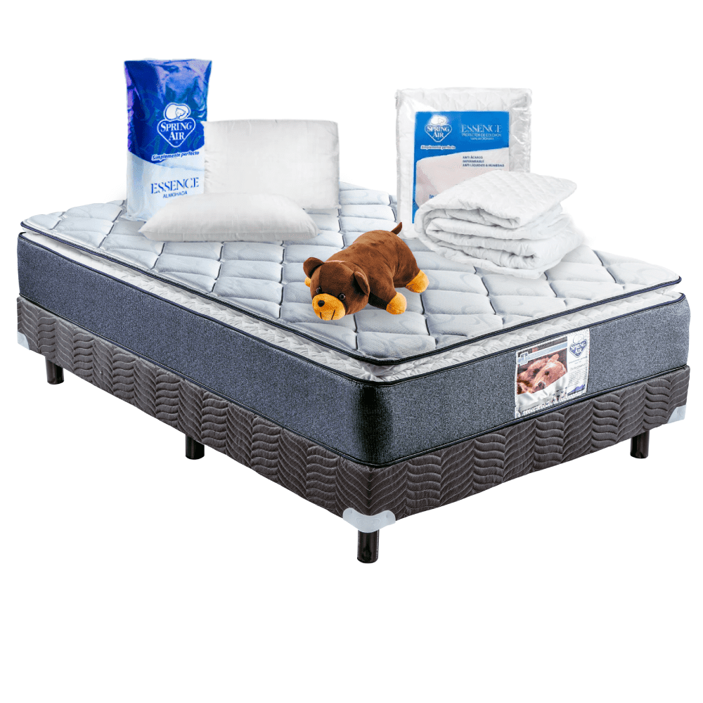 Colchon + Box Spring Air Vendome Individual + 2 Almohadas Essence ...