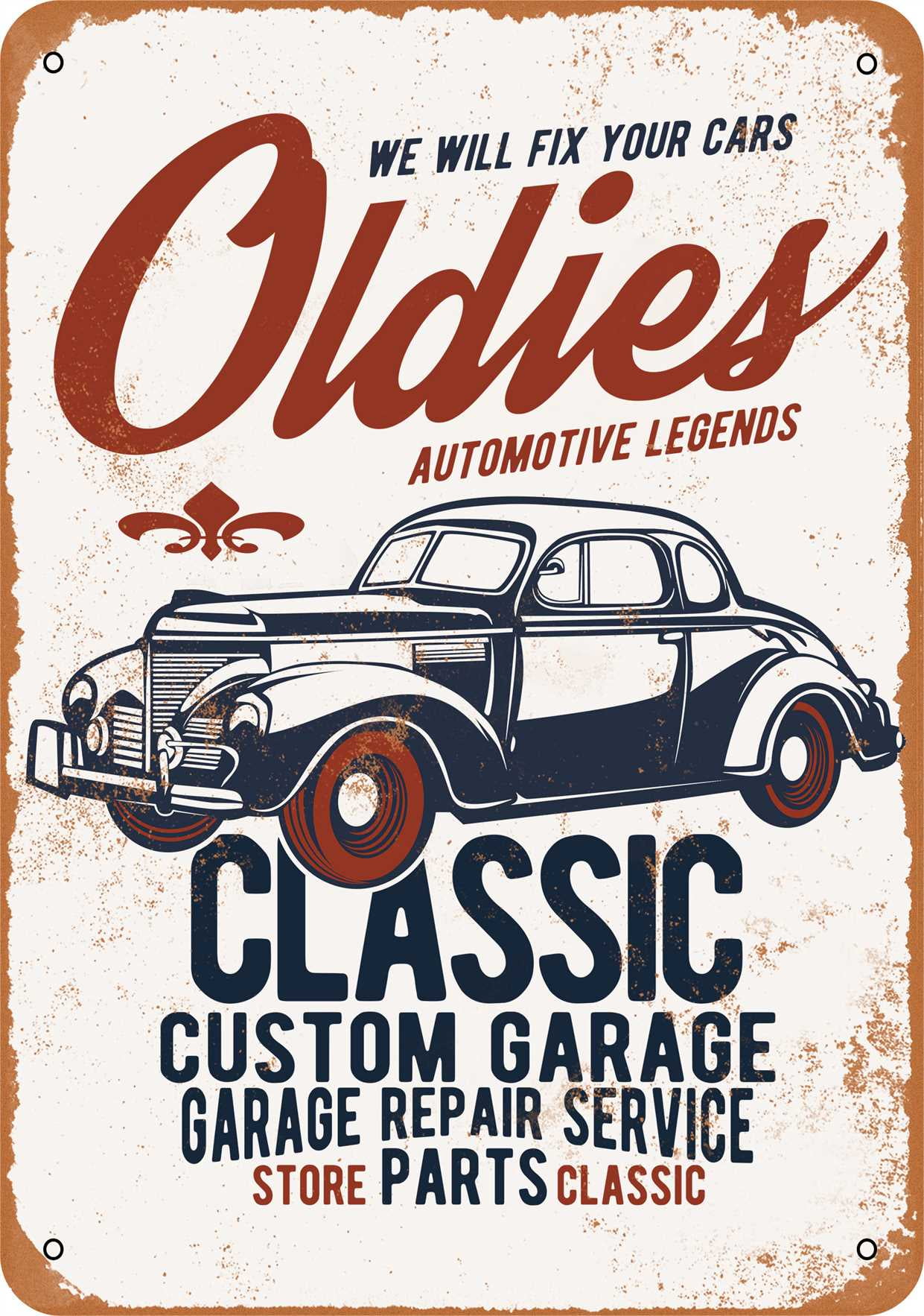 7 x 10 METAL SIGN - Oldies Classic Custom Garage - Vintage Rusty Look ...