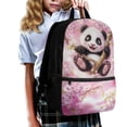 Binienty Pink Cherry Blossom Panda Kids School Backpack 17 Inch Bookbag ...