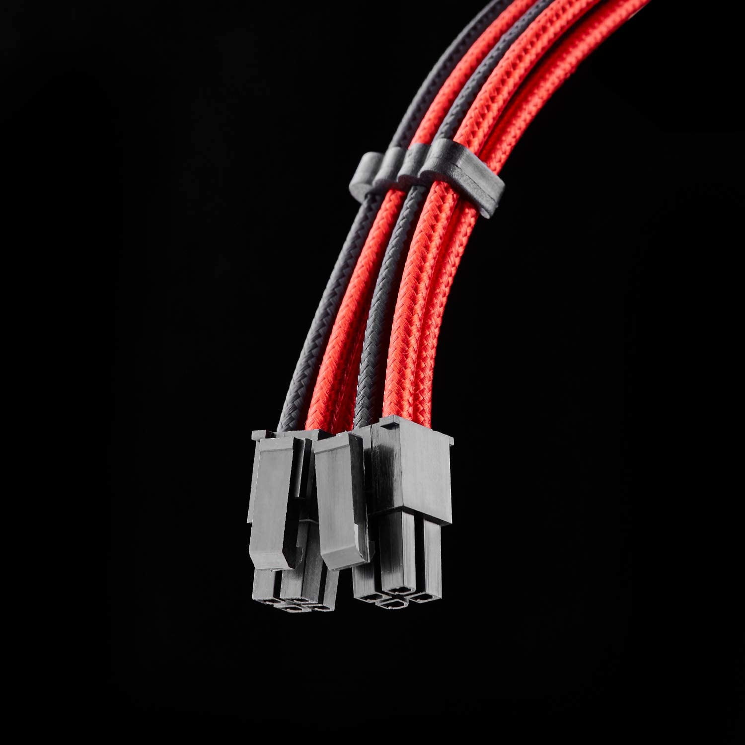 Black and Red Sleeved Cables PSU Extension Cable Kit with 30CM Sleeved ...