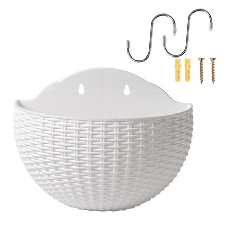 Creative Imitation Rattan Wall Hanging Semicircle Flower Pot Without ...