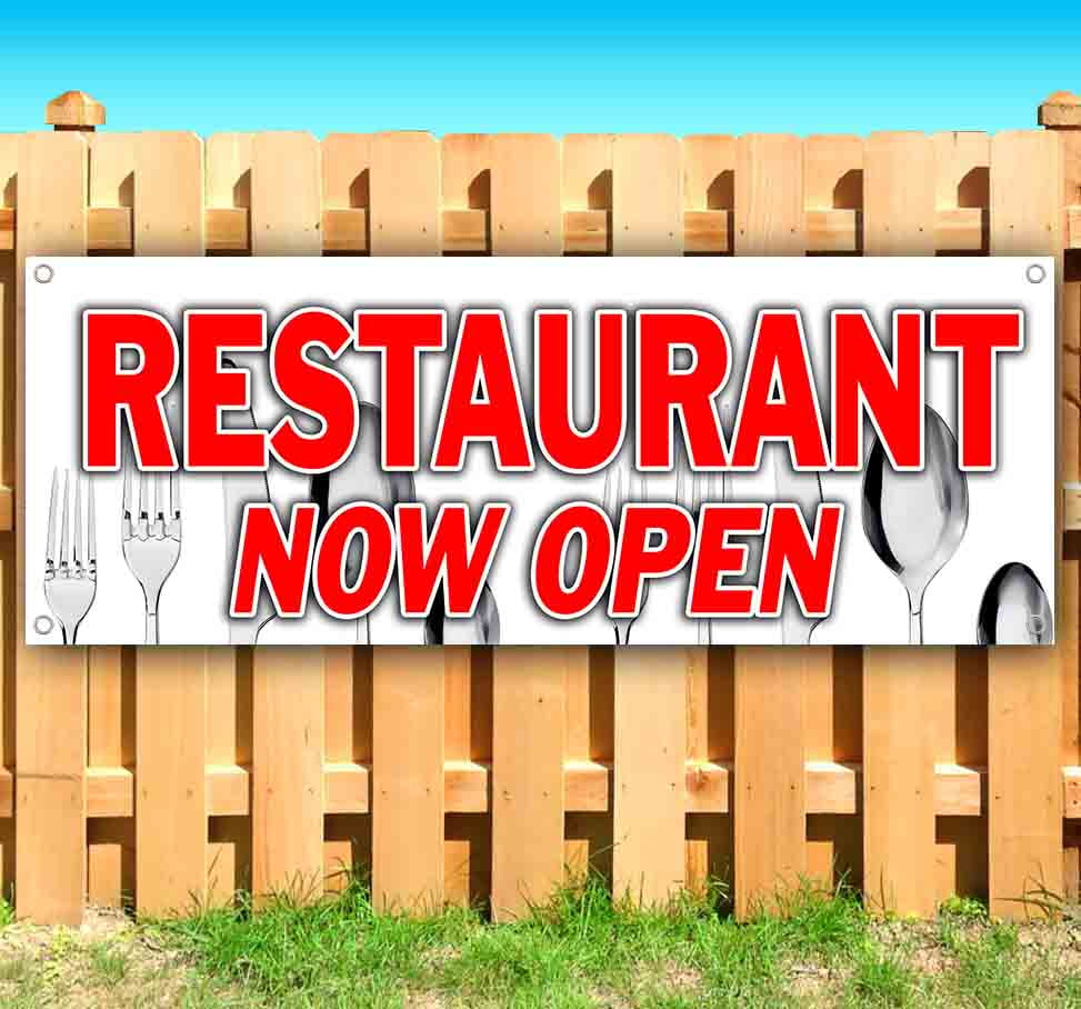 Restaurant Now Open 13 oz Vinyl Banner With Metal Grommets - Walmart.com