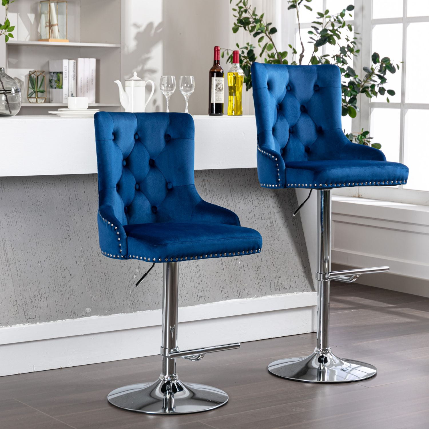 Swivel Bar Stools Set of 2, Modern Adjustable Counter Height Bar Chairs ...