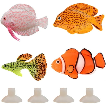 4 Pieces Silicone Fake Fish, Fake Goldfish Aquarium Ornament, Fake ...