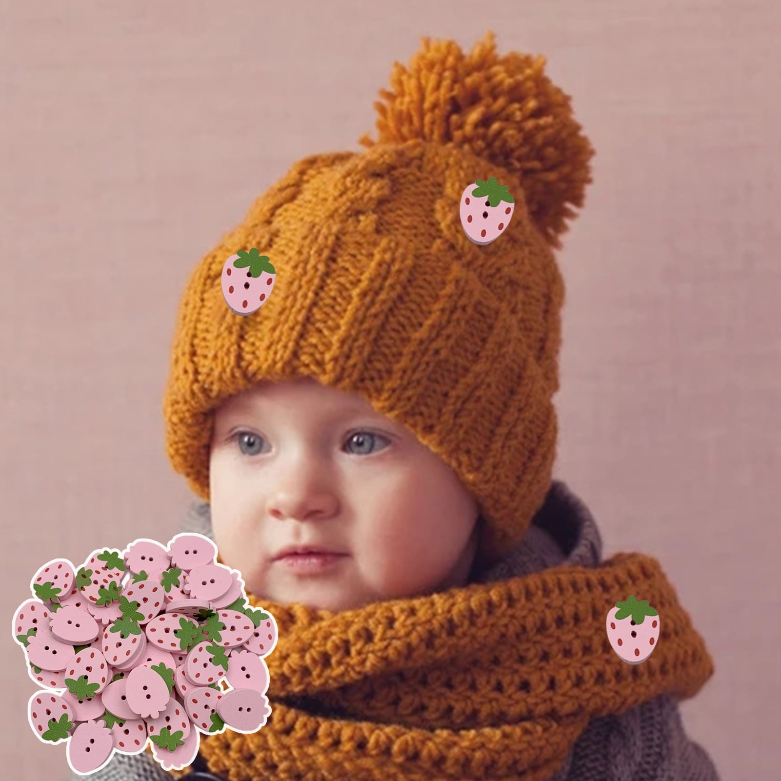 Hesroicy 50Pcs Sewing Buttons Lovely Durable Bakelite Strawberry Wooden ...