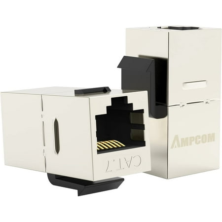 10-Pack CAT7 Feed-Through Key Jack,AMPCOM Sheilded RJ45 Cat.7 Straight ...