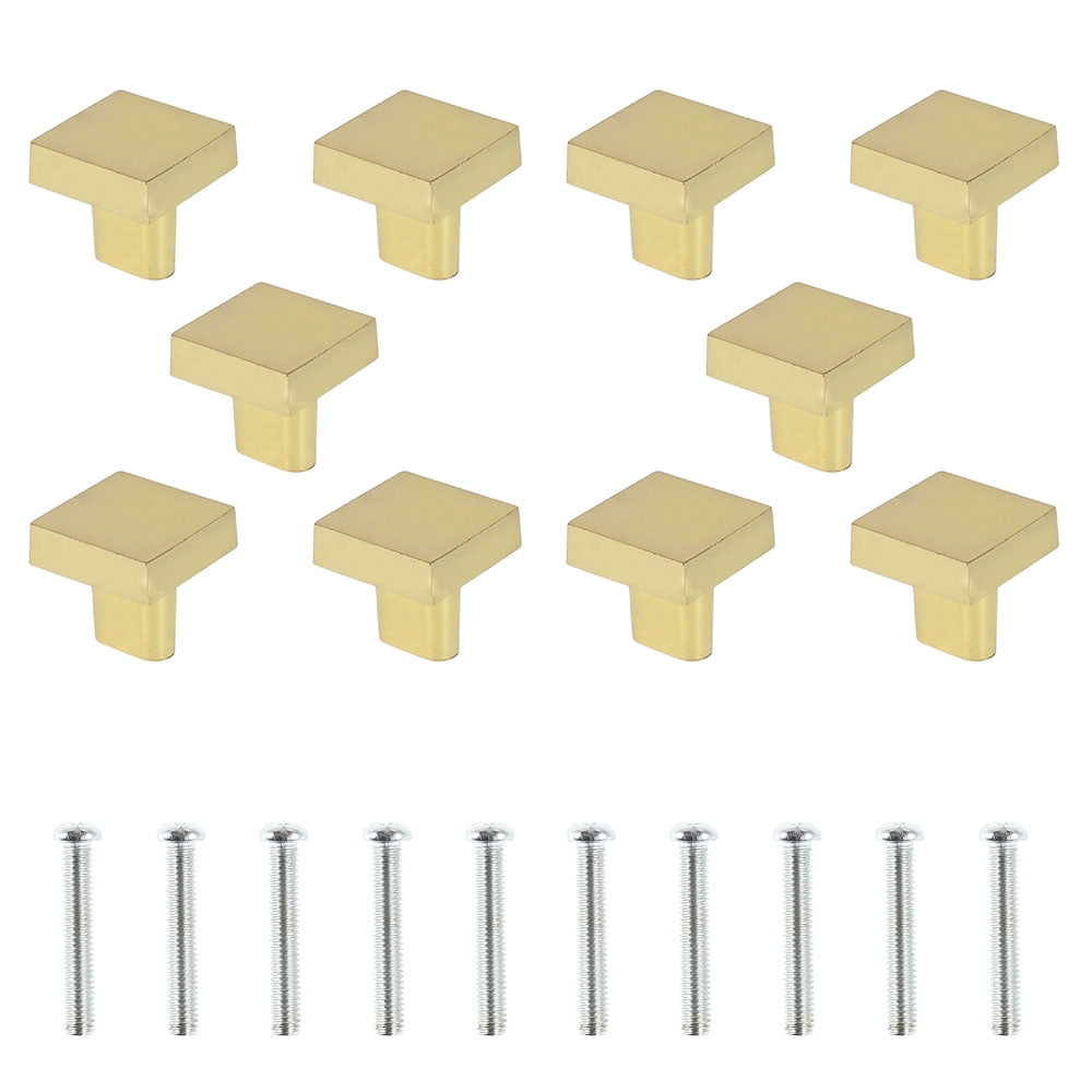 JTWEEN Golden Cabinet Knobs With Screw,10 Pack 1-1/10 Inch Metal Drawer ...