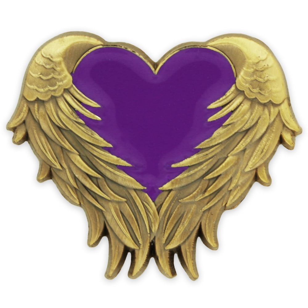 Purple Heart with Angel Wings Domestic Violence Awareness Pin - Walmart.com