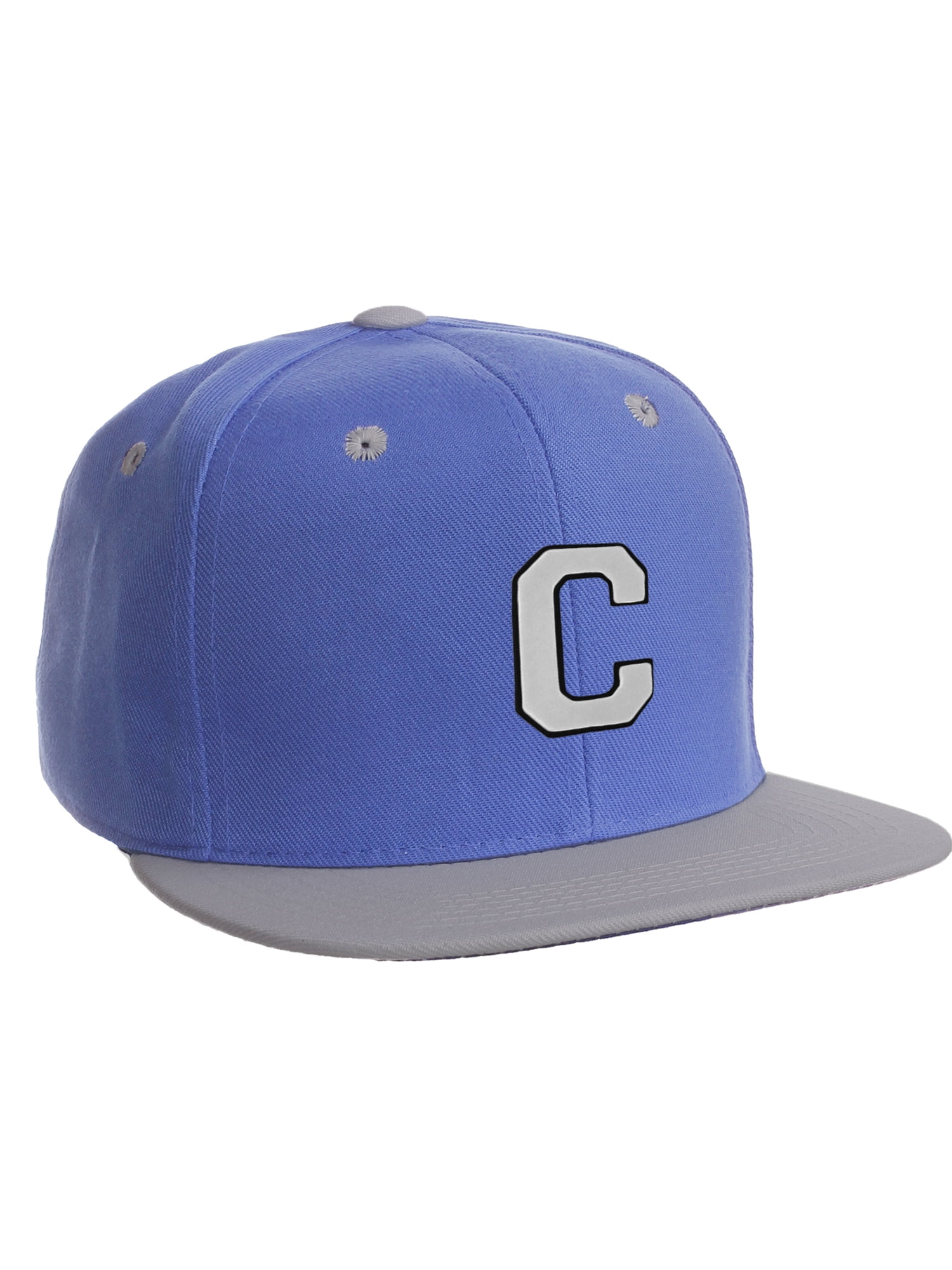 Classic Snapback Hat Custom A to Z Initial Letters, Blue Gray Cap Black ...