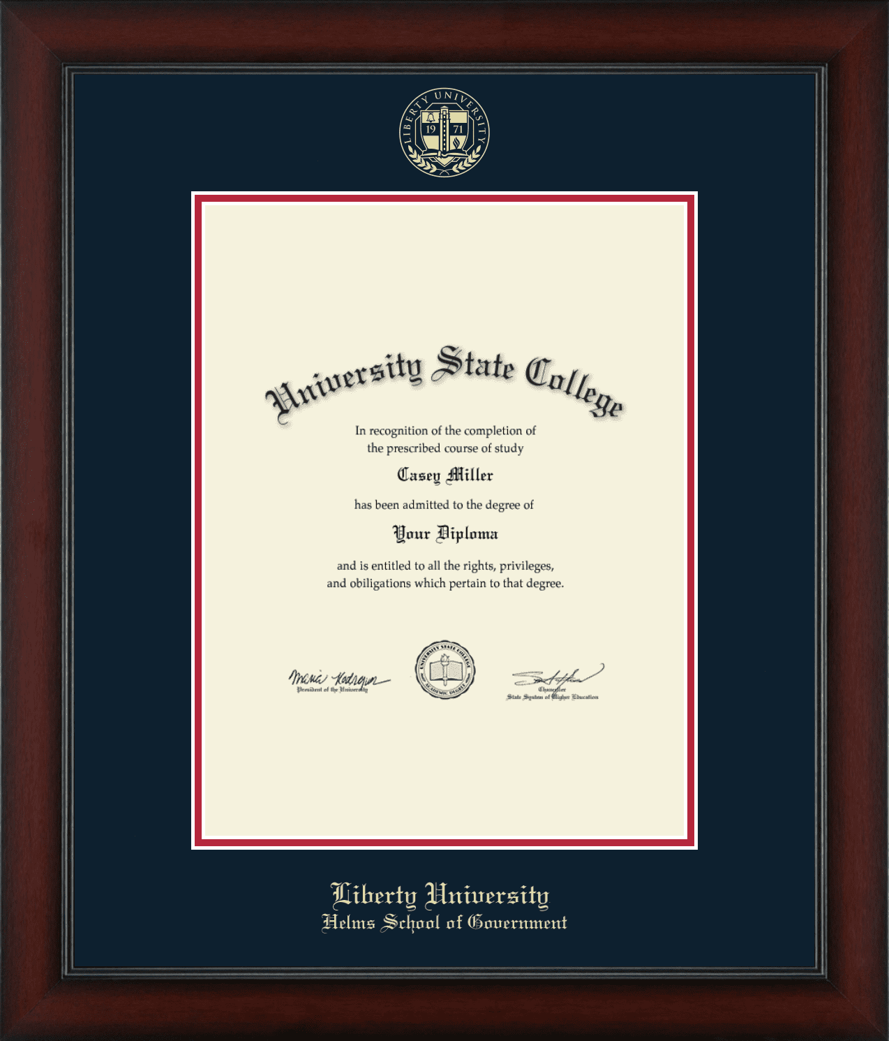 Liberty University Helms School of Government Diploma Frame, Document ...
