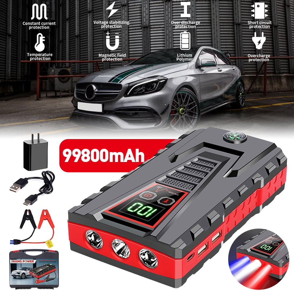 Portable 12V 99800mAh Car Jump Starter with LCD Display Power Bank ...