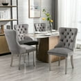 Oduse Daily Modern Grey Velvet Dining Chairs Set Of 6 With Silver