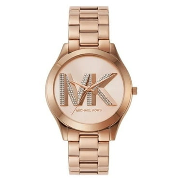 Michael Kors Women's Parker Wrist Watch, Crystal Pave Logo, Rose Gold ...