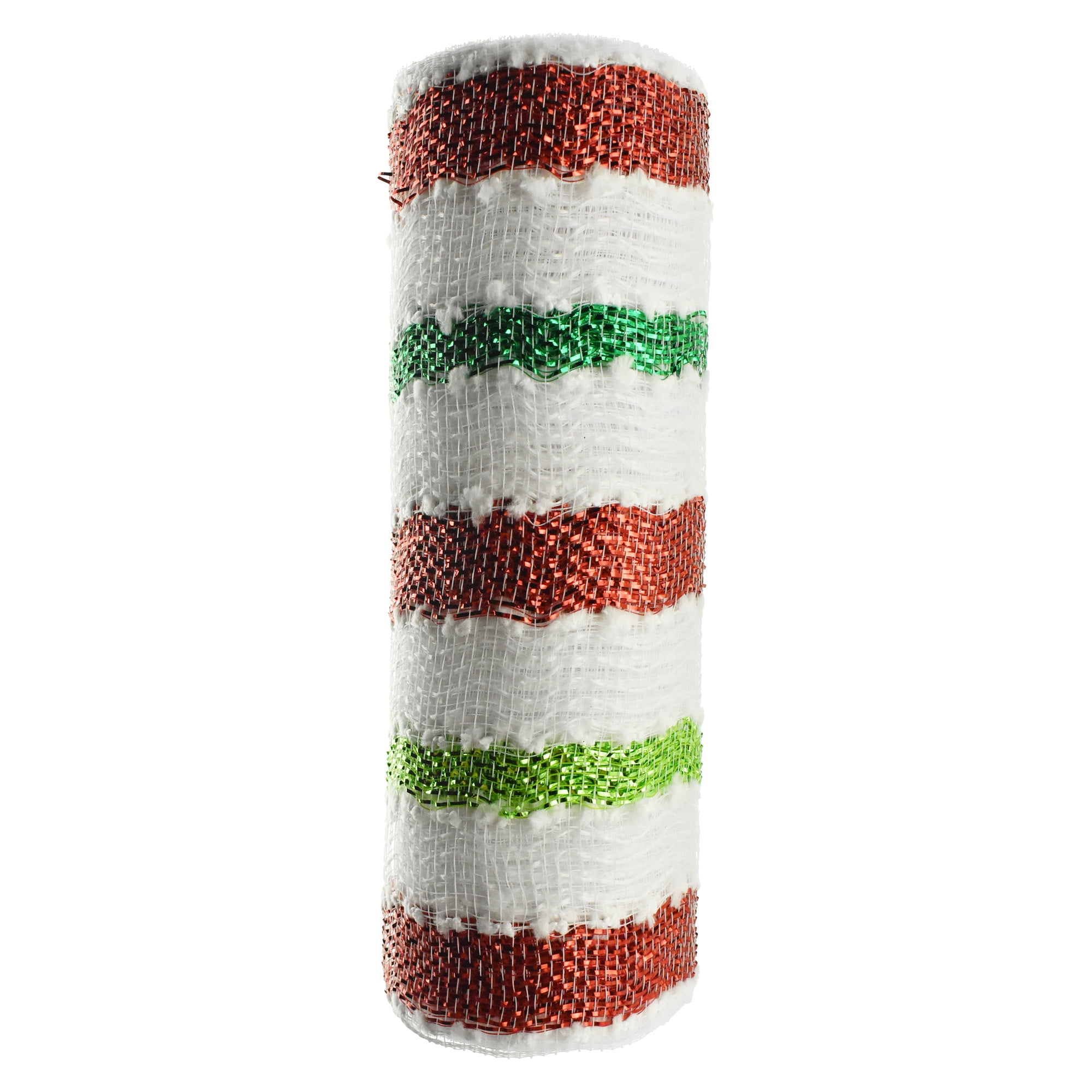 Snowball Stripes Fabric Mesh, 10-Inch, 10-Yard - Green/Red/White ...