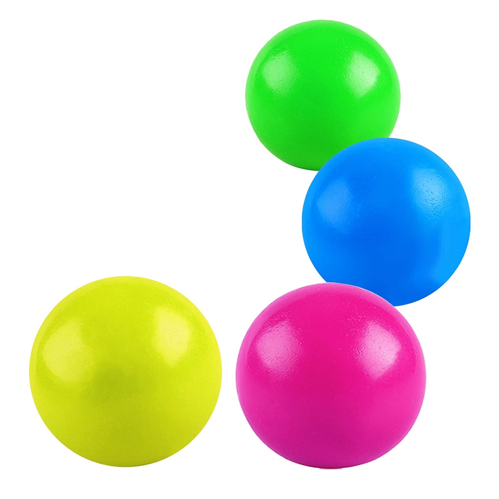 Tfixol 4pcs Stick Wall Balls Sticky Fluorescent Ceiling Ball Target Ball Anti-Stress Decompression Toy