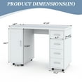 White Wood Rolling Desk with Drawers, 47.2in Office Study Desk, Ideal ...