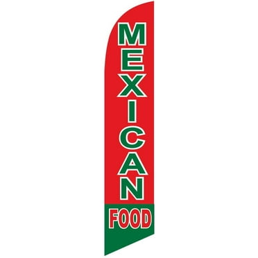 Tacos Mexican Food Rectangle Feather Banner Flag with Pole Kit and ...